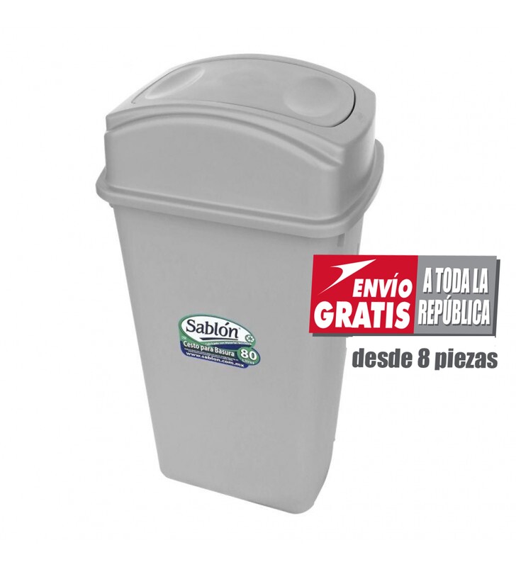 Bote de Basura Sablón de 80 Litros Gris con Tapa Balancín Lateral ...