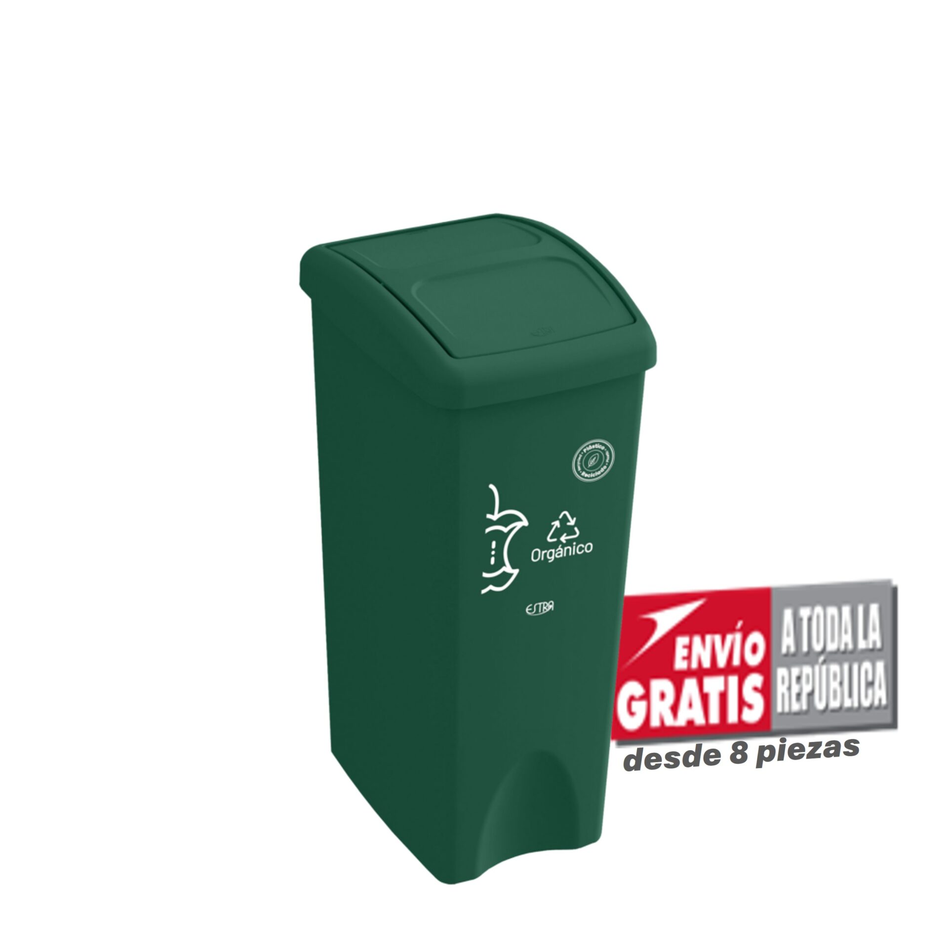 Bote de Basura Estra de 53 Litros de Material Reciclado con Tapa Vaivén ...